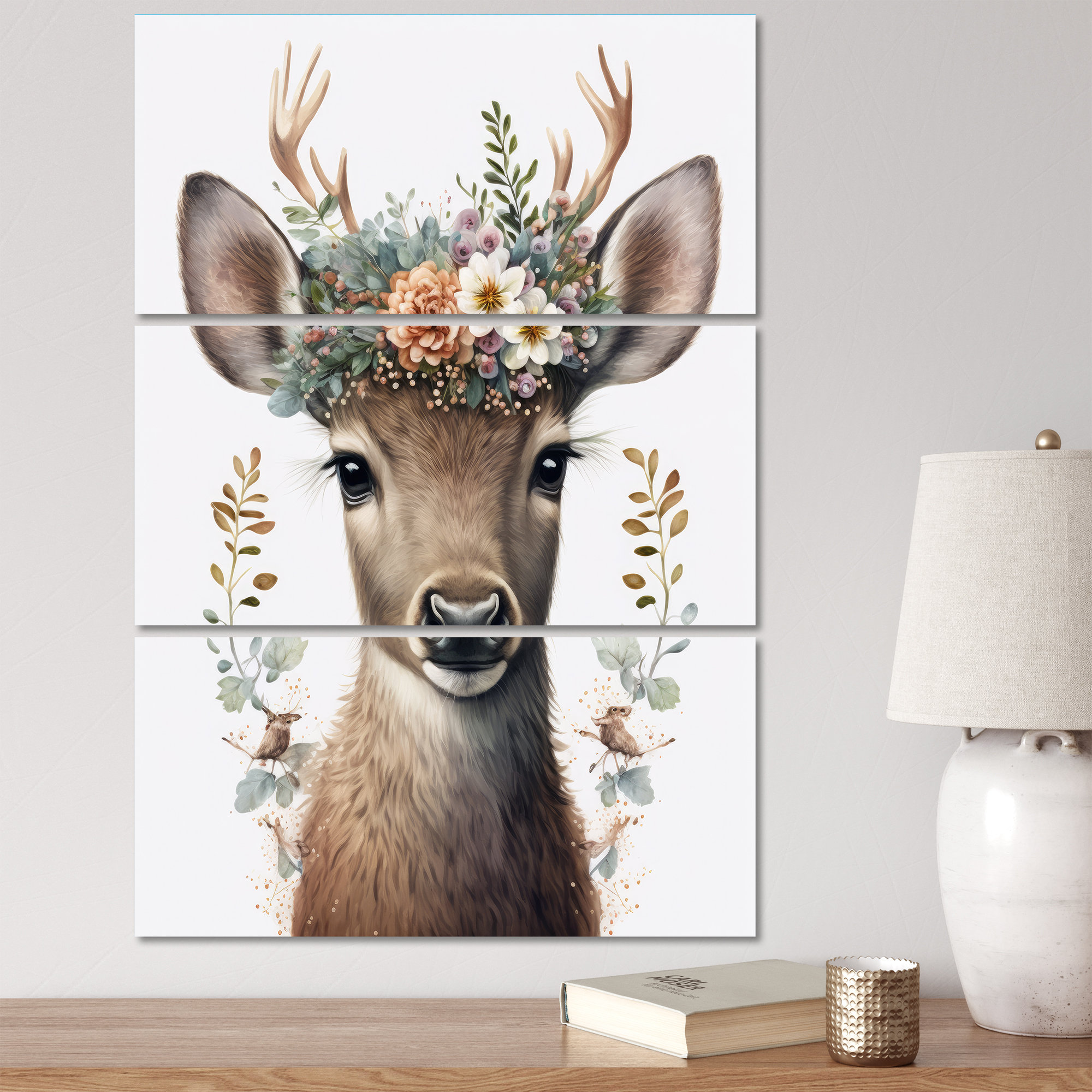 Hokku Designs Mignon bébé caribou avec couronne florale I 3 pièces ...
