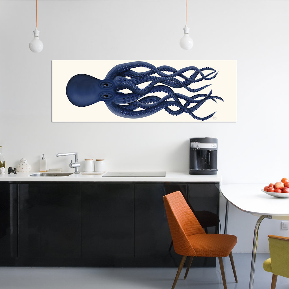 East Urban Home 'Giant Octopus Blue Panoramic' Graphic Art Print on ...