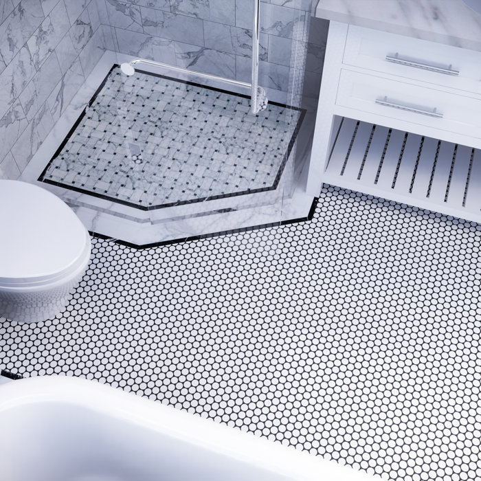 Supreme Tile Porcetile Dot 0.8" x 0.8" Porcelain Mosaic Wall & Floor ...