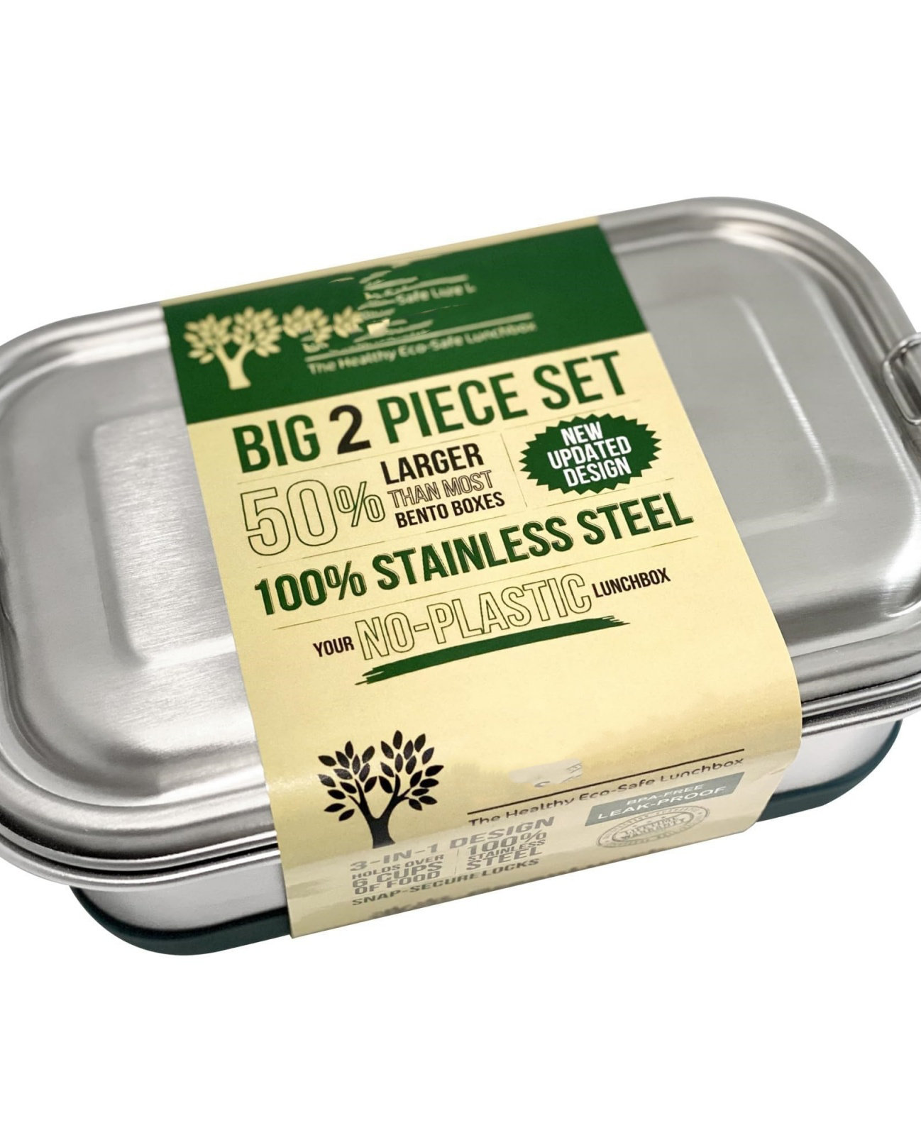 Rebrilliant Stainless Steel Bento Box, BPA-Free Lunch Box With Snack ...