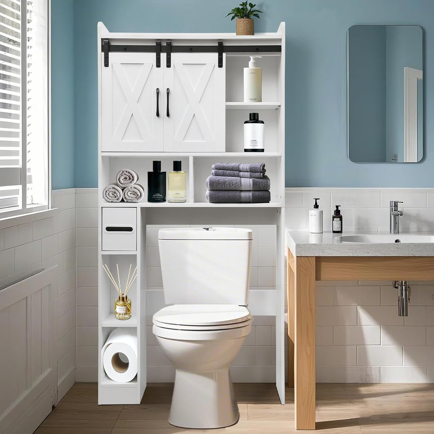 Gracie Oaks Over The Toilet Storage Cabinet, Bathroom Storage Organizer ...