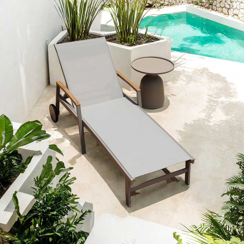 Elegance Furnishings Outdoor Aluminium Alloy Chaise Lounge Set with ...