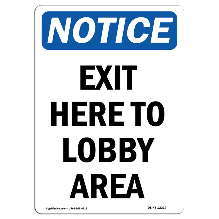 SignMission Exit Here to Lobby Area Sign | Wayfair