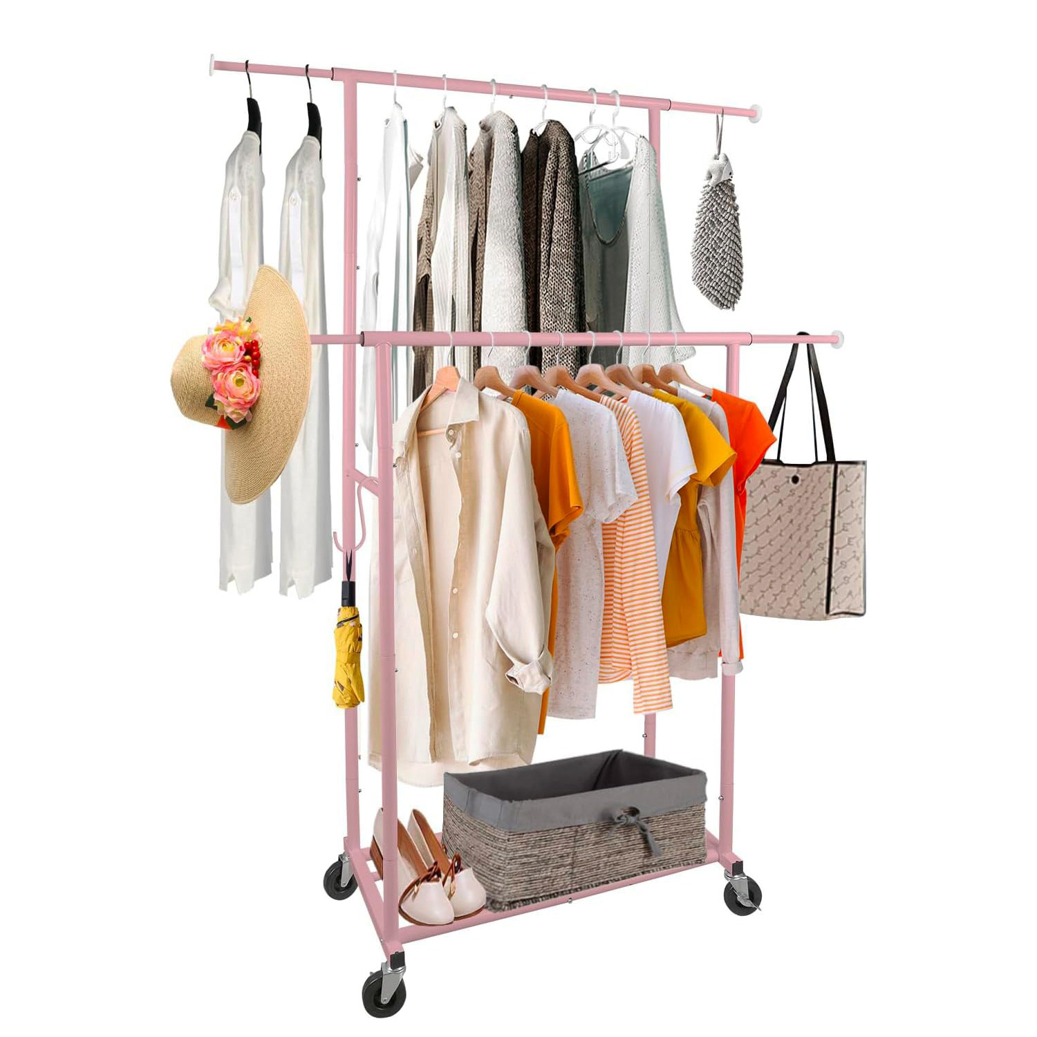 Latitude Run® Sadorus Metal Adjustable Rolling Clothing Rack | Wayfair