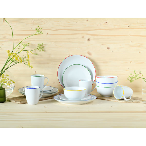 Creatable Luna Color Line 16 Piece Porcelain Dinnerware Set - Service ...