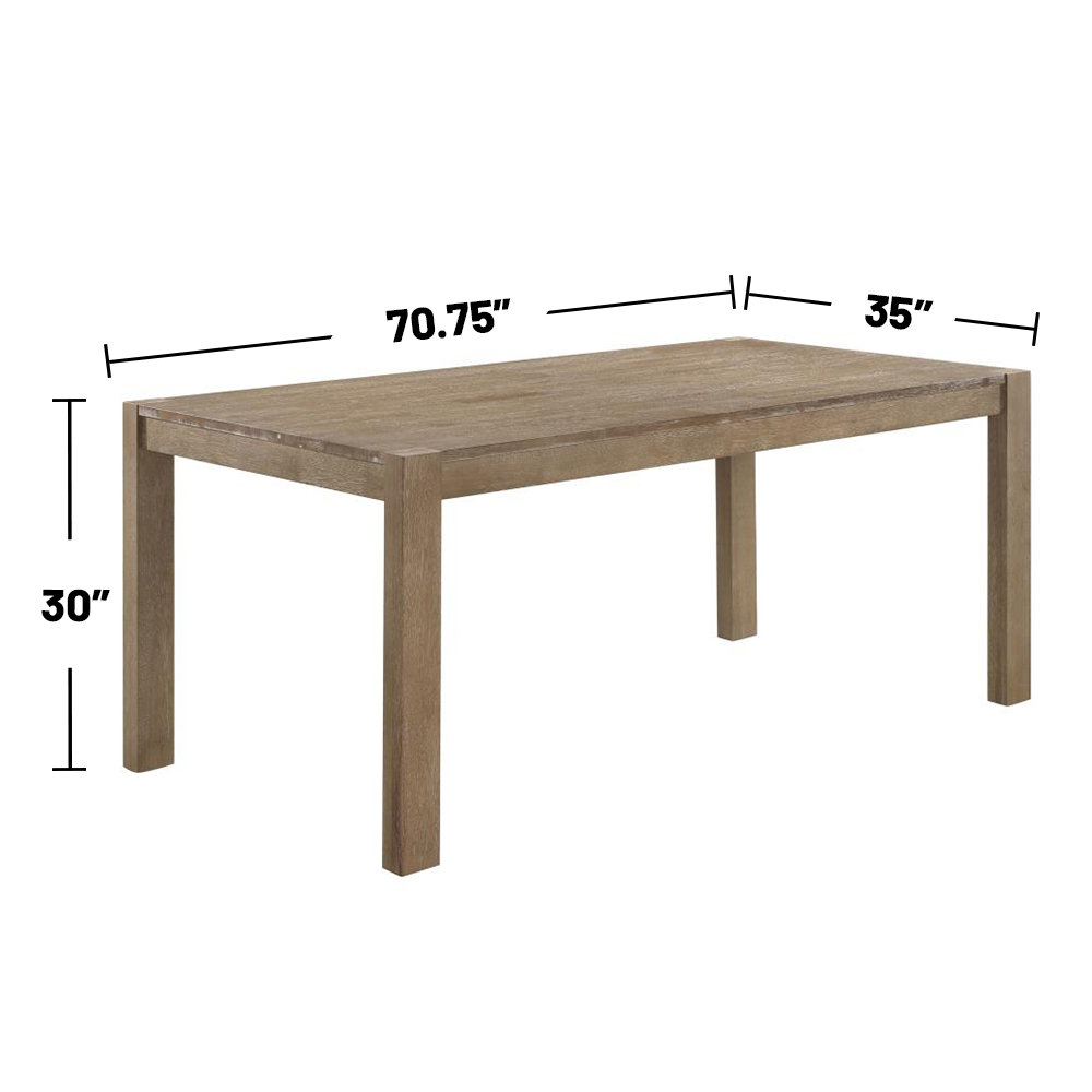 Gracie Oaks Wooden Rectangular Dining Table With Thick Legs In Brown ...