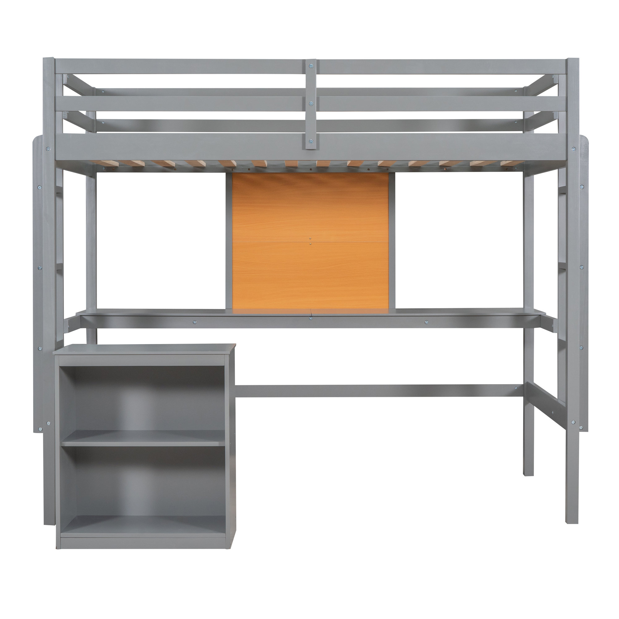 Harriet Bee Wooden Loft Bed Frame With Desk And Writing Board, Loft Bed ...