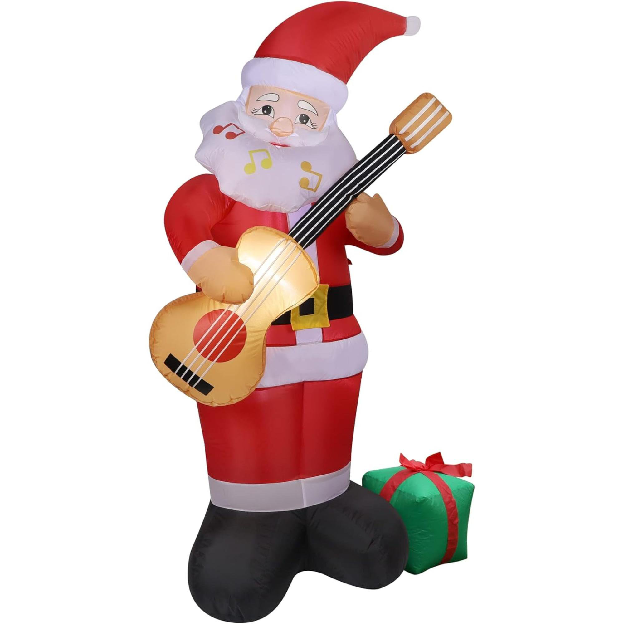 Alcott Hill® Christmas Inflatable 7 FT Santa Claus With Guitar, Outdoor ...
