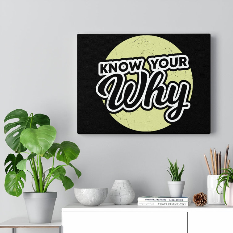 Blue Elephant Know Your Why - Wrapped Canvas Typography | Wayfair.co.uk