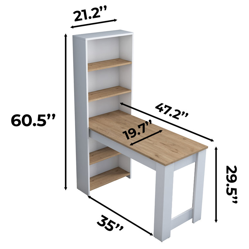 Hokku Designs L-Shaped Kitchen Table With 3 Shelves | Wayfair