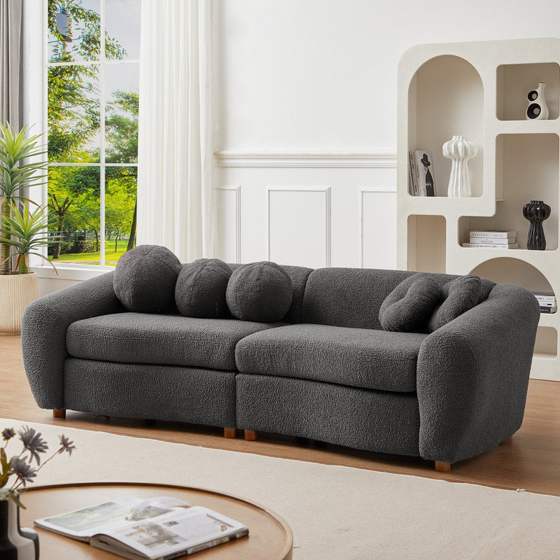 Ivy Bronx 87.7" Modern Curved Sofa, Back Upholstered Couch with 5 ...