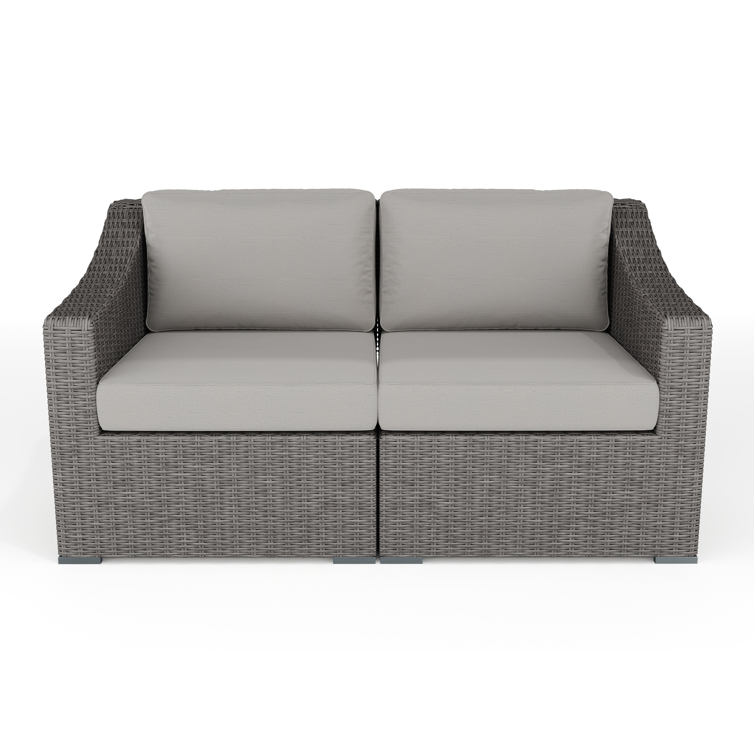 Martha Stewart Bedford Outdoor Modular Rattan Wicker Loveseat With All ...