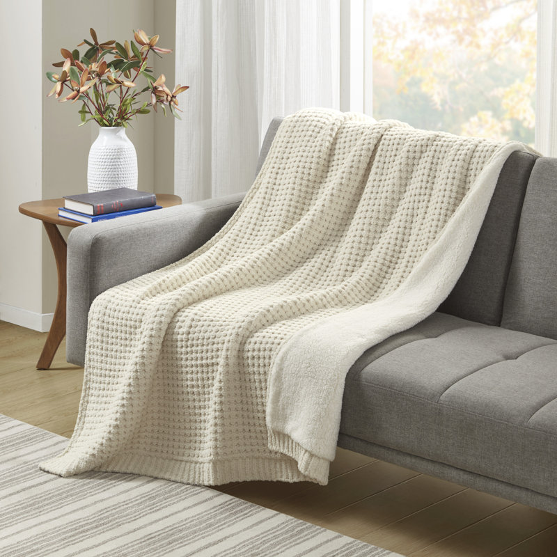 Madison Park Rowan Waffle Knit Chenille Throw & Reviews | Wayfair