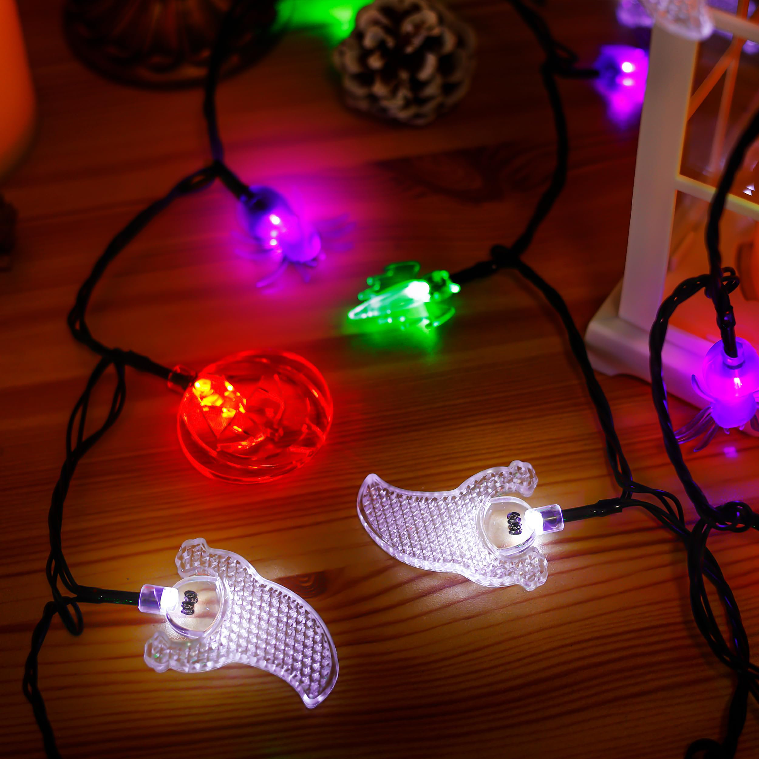 The Holiday Aisle® 70 LED Pumpkin Bat Spider Ghost String Lights | Wayfair