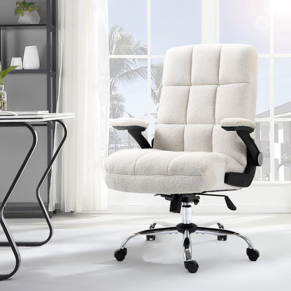 Inbox Zero Ergonomic Office Chair Velvet and Teddy Fleece Fabric ...