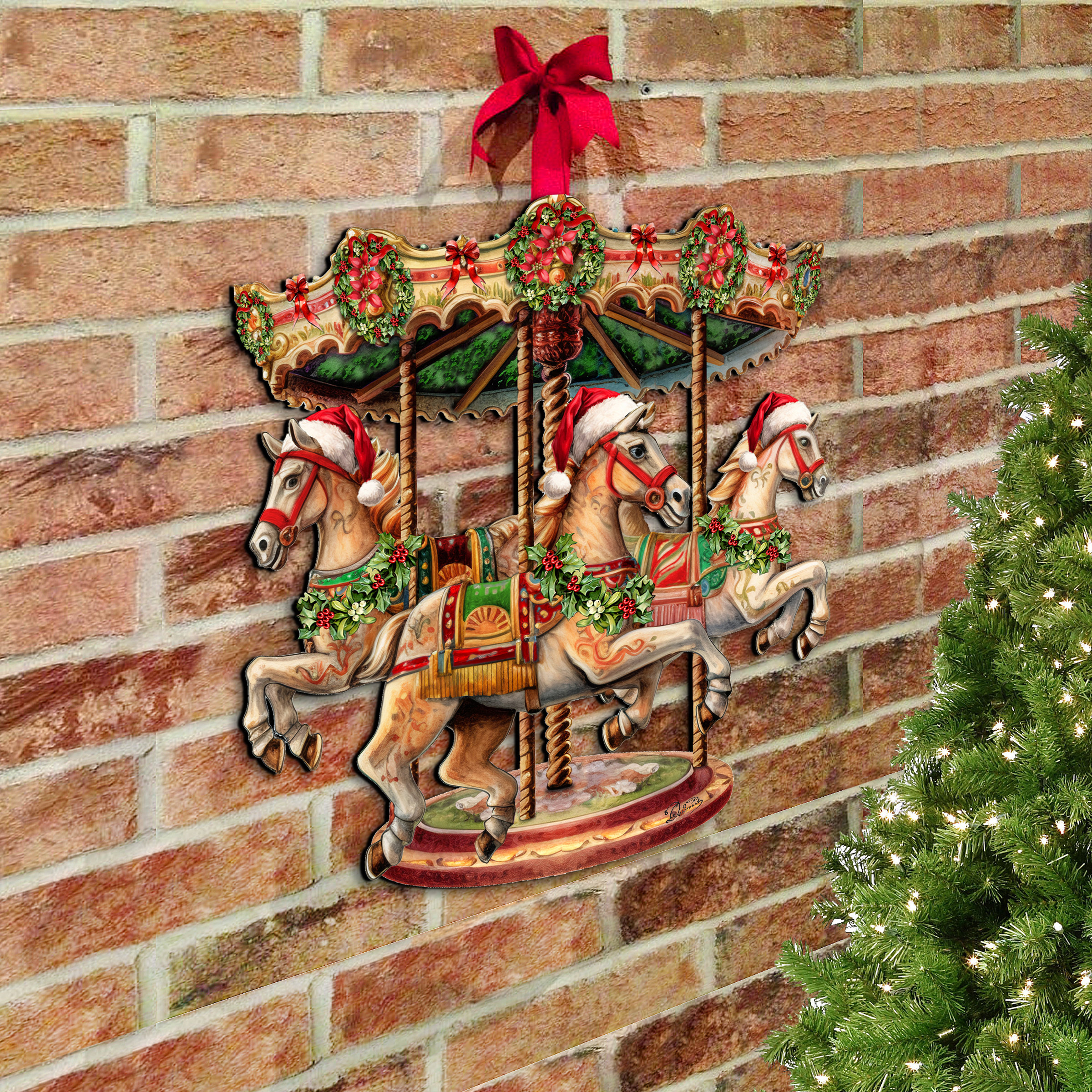The Holiday Aisle® Izzey Carousel Christmas Wooden Wall Décor | Wayfair