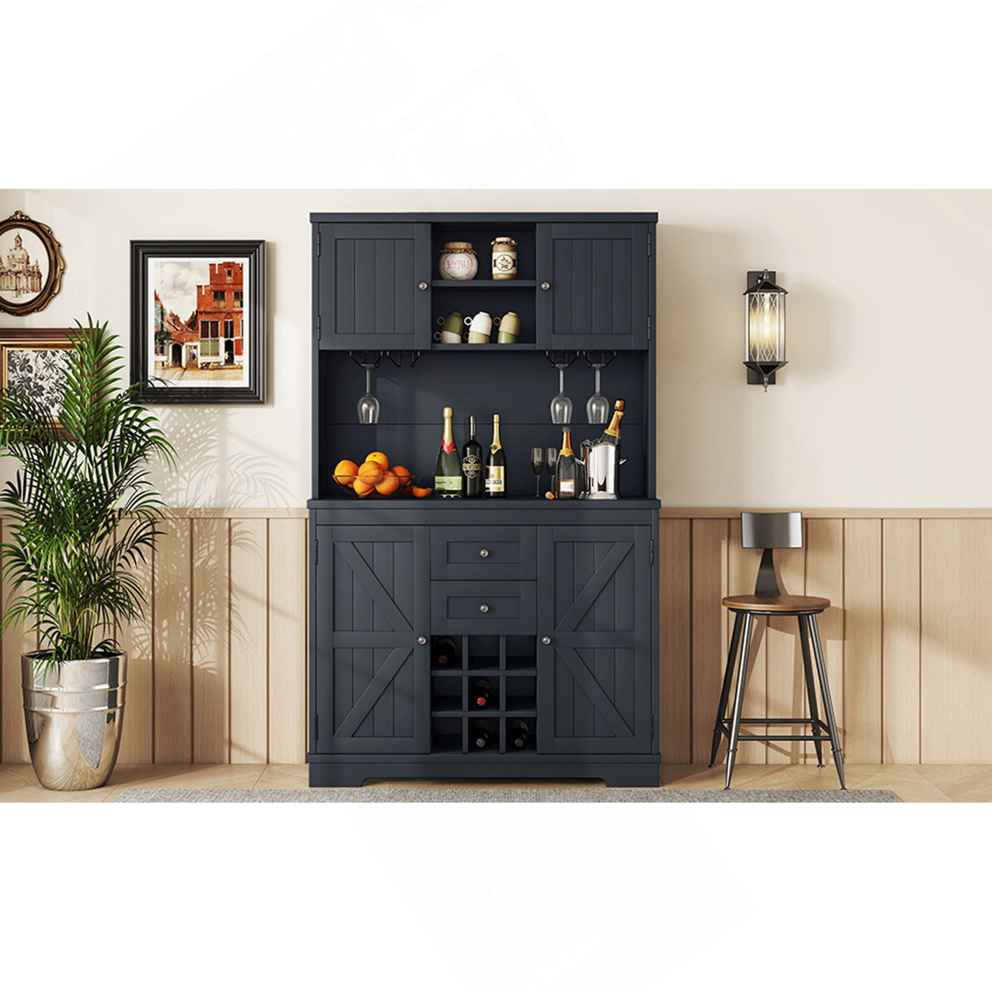 Latitude Run® Coffee Bar Cabinet Kitchen Cabinet With Storage ...