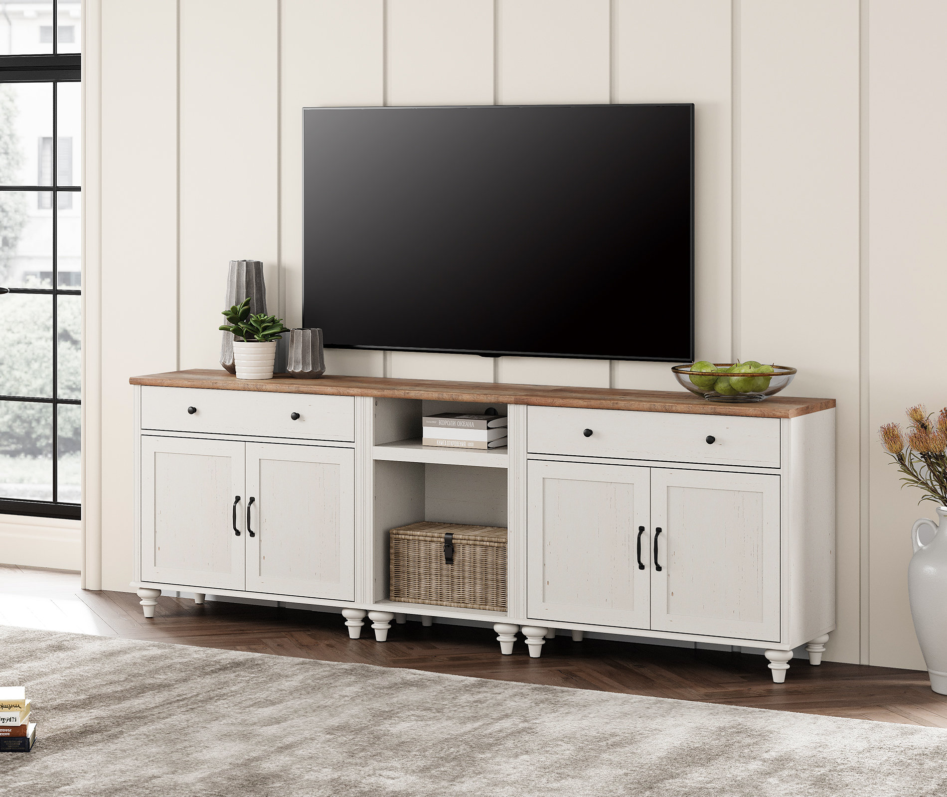 Alcott Hill® Farmhouse TV Stand For Tvs Up To, Home Entertainment ...