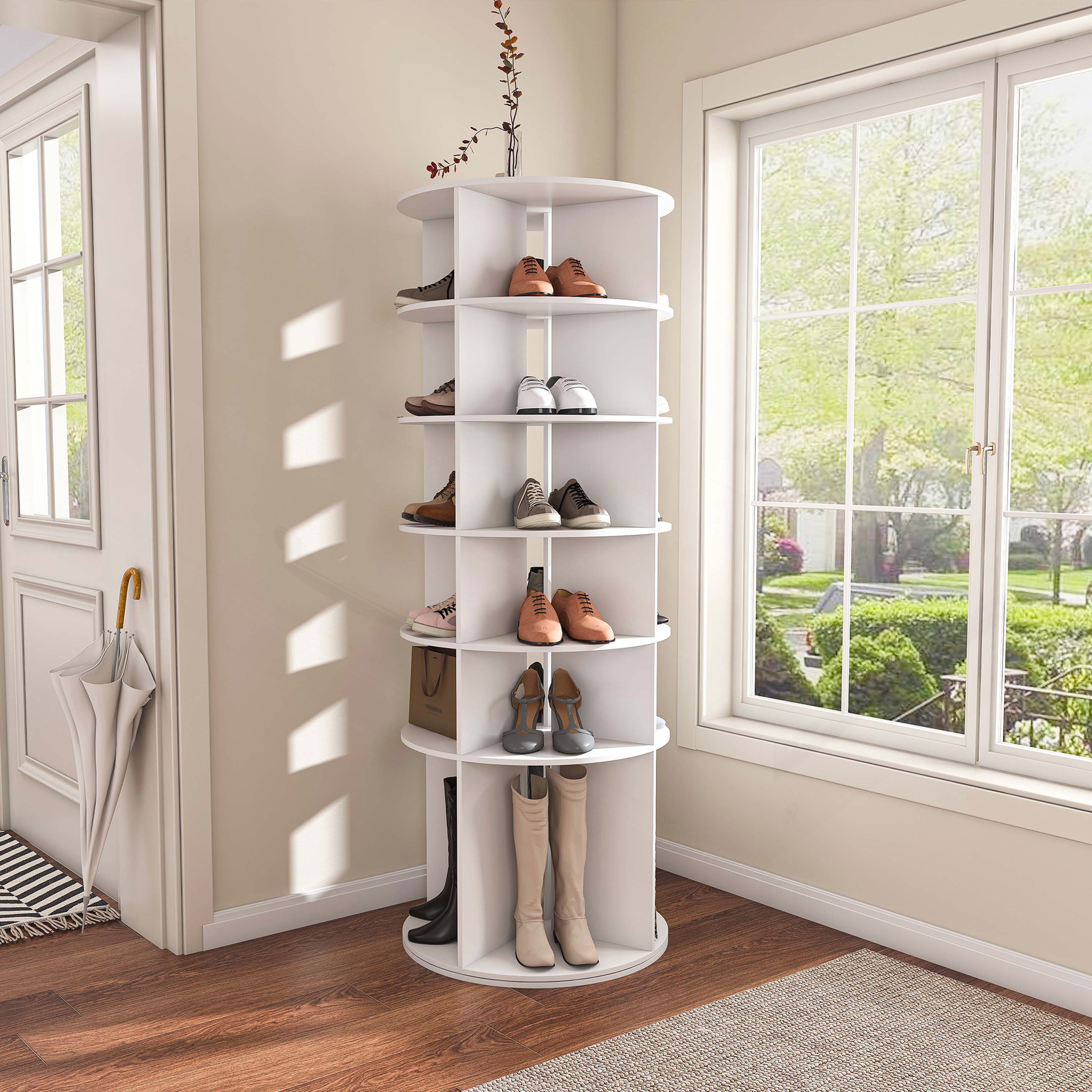 Latitude Run® Rotating Shoe Rack Tower, 6-Tier Spinning Shoe Rack, Free ...