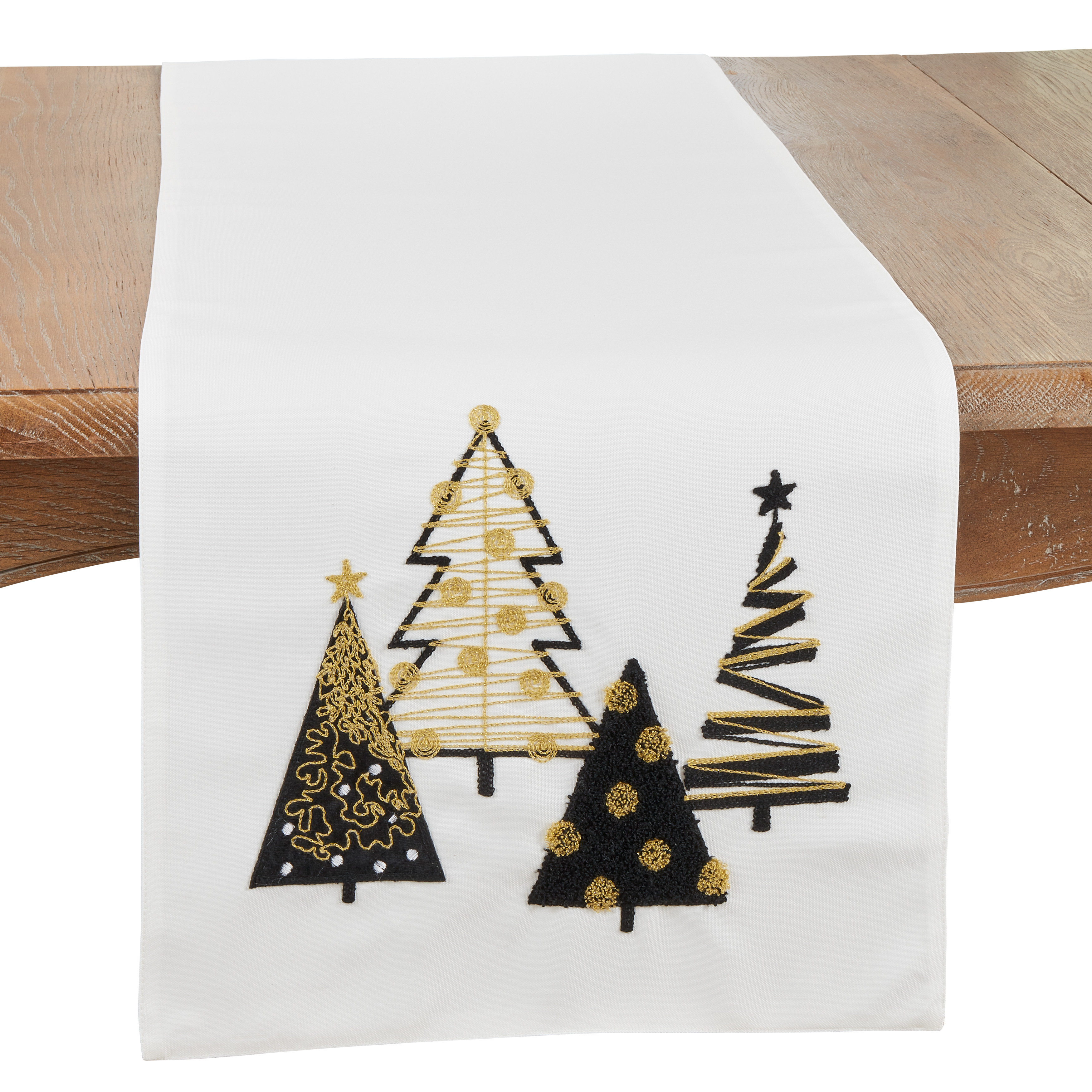 Saro Joyful Christmas Trees Table Runner | Wayfair