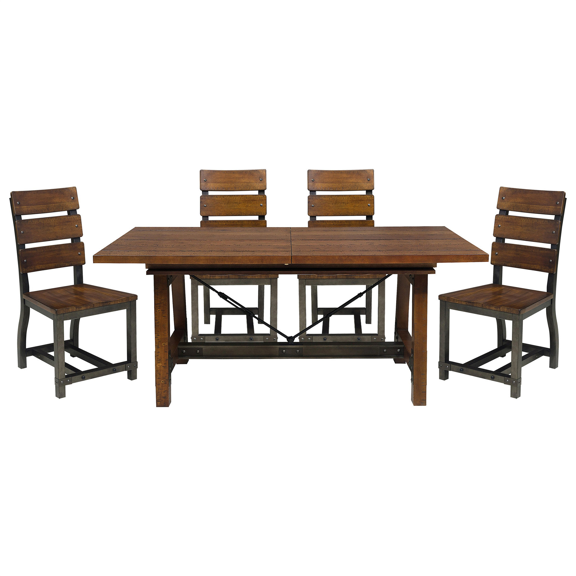 Loon Peak Rustic Brown Dining Set 5Pc Dining Table With Extension Leaf ...