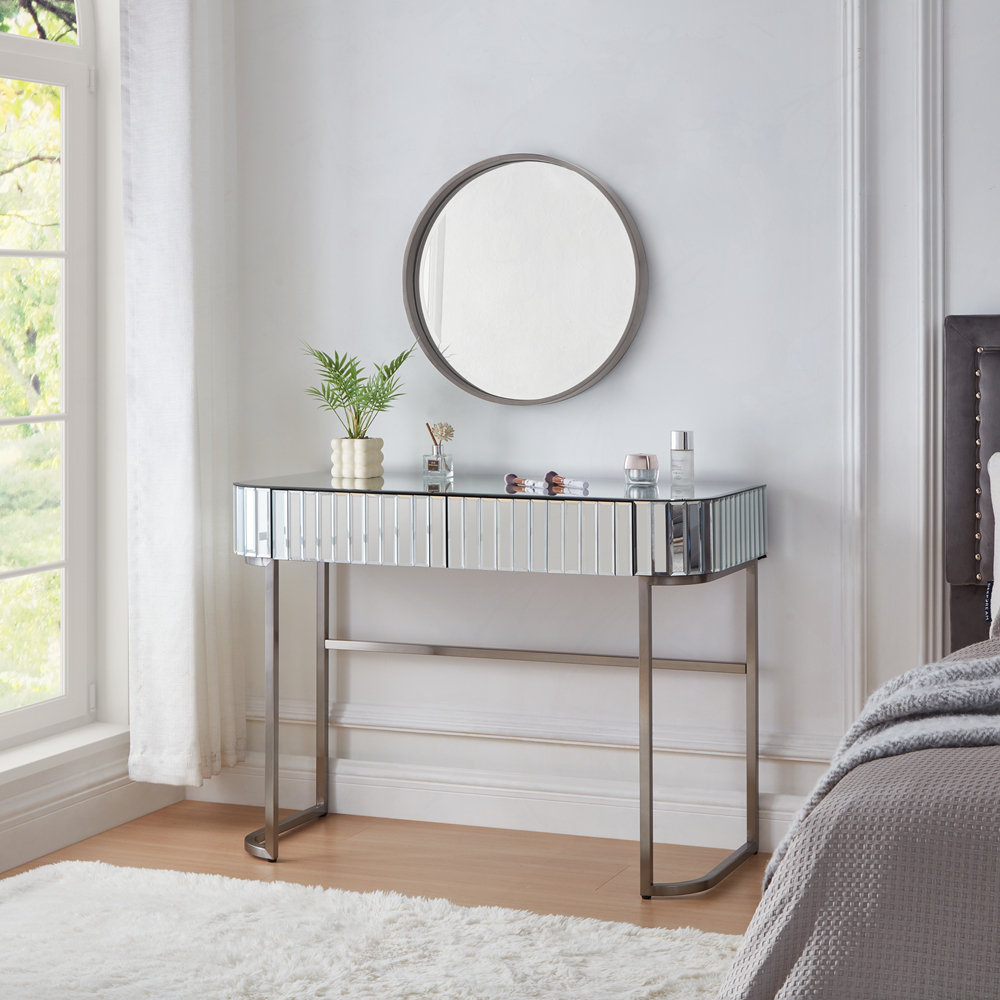 Latitude Run® Mirrored Console Dressing Table with 2 Drawers | Wayfair
