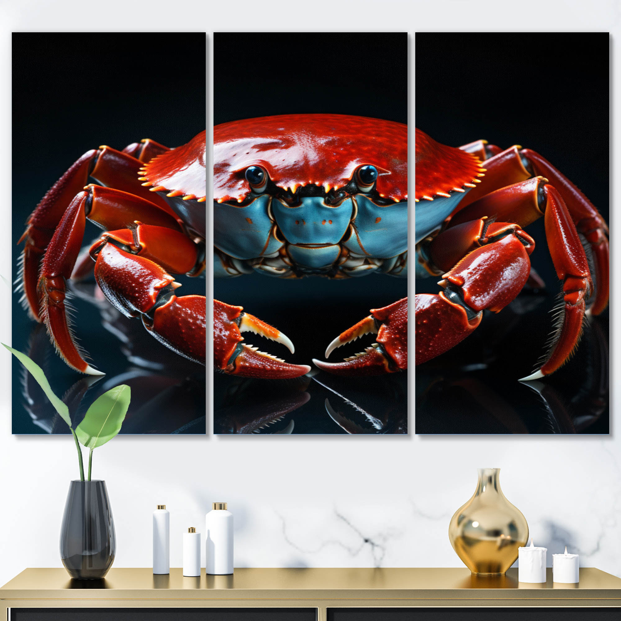 Highland Dunes Crab Portrait - Animals Wall Art Living Room Set ...