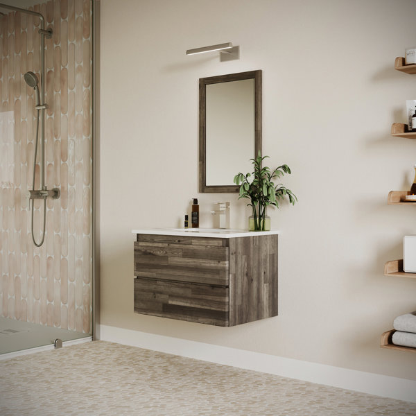 Fresca Ensemble de meuble-lavabo mural flottant avec lavabo simple 30 ...