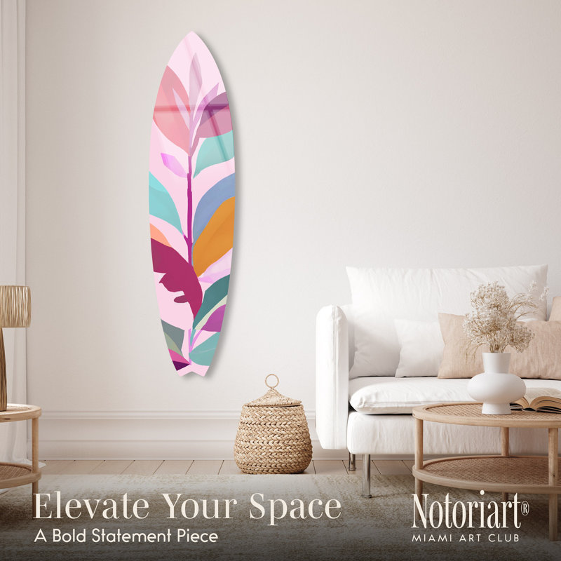 Notori Art Bold Color Leaf II Surfboard Acrylic Coastal Wall Art by ...
