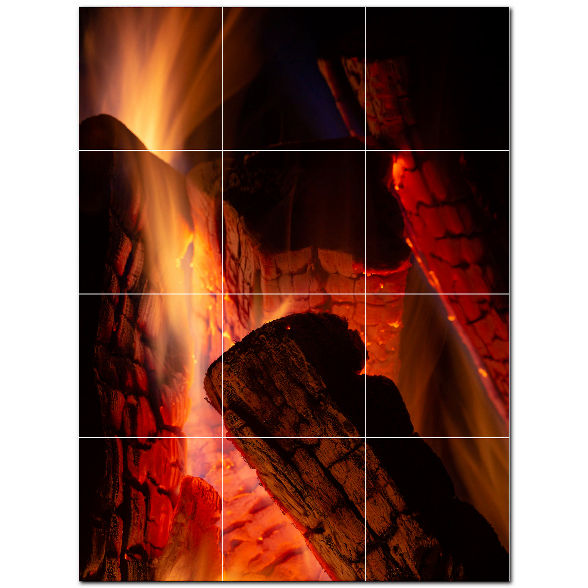 Picture-Tiles.com 12.75" x 17" Ceramic Fire Photo Decorative Mural Tile ...