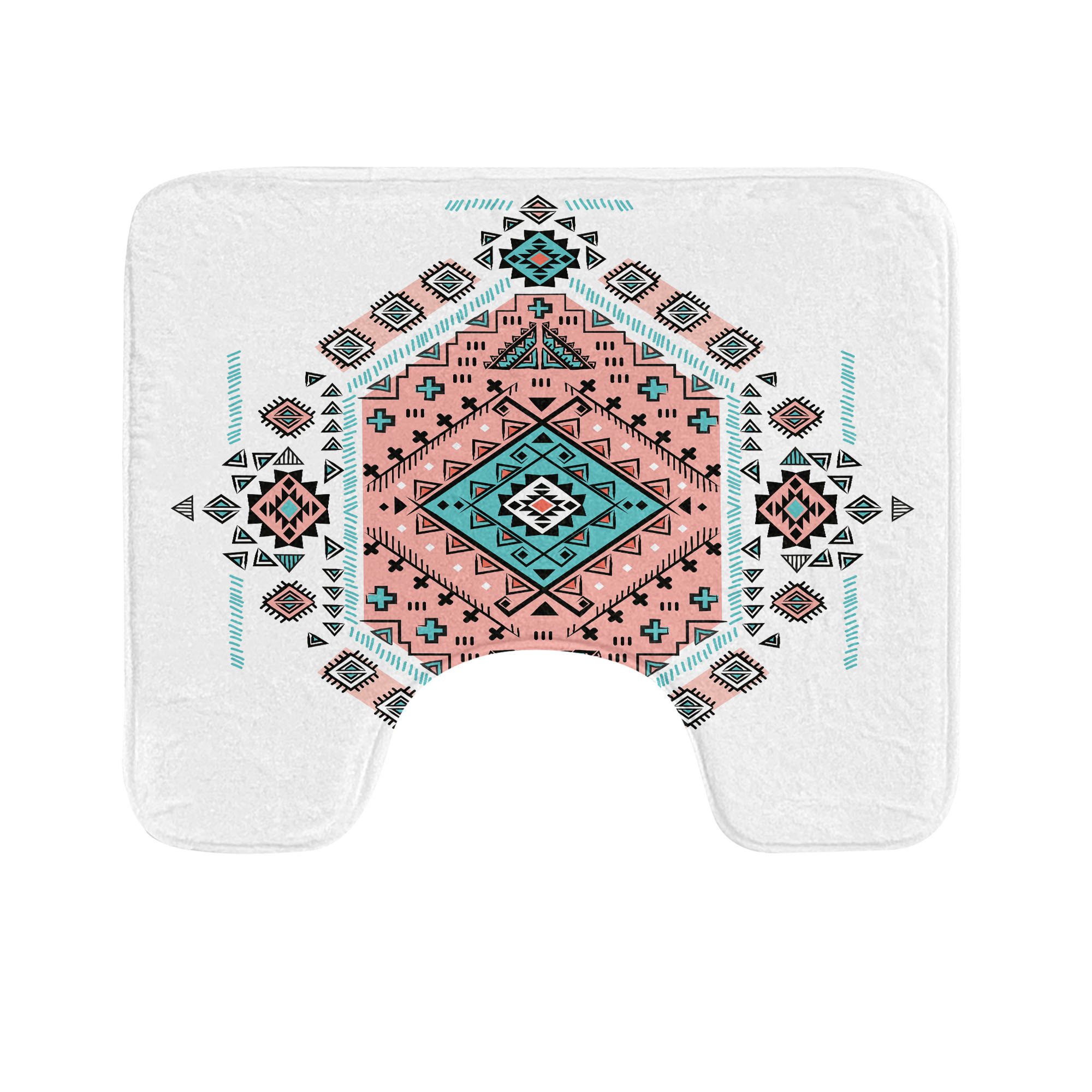 East Urban Home Tribal Toilet Mat U-Shape Bathroom Rug 20" Teal and ...