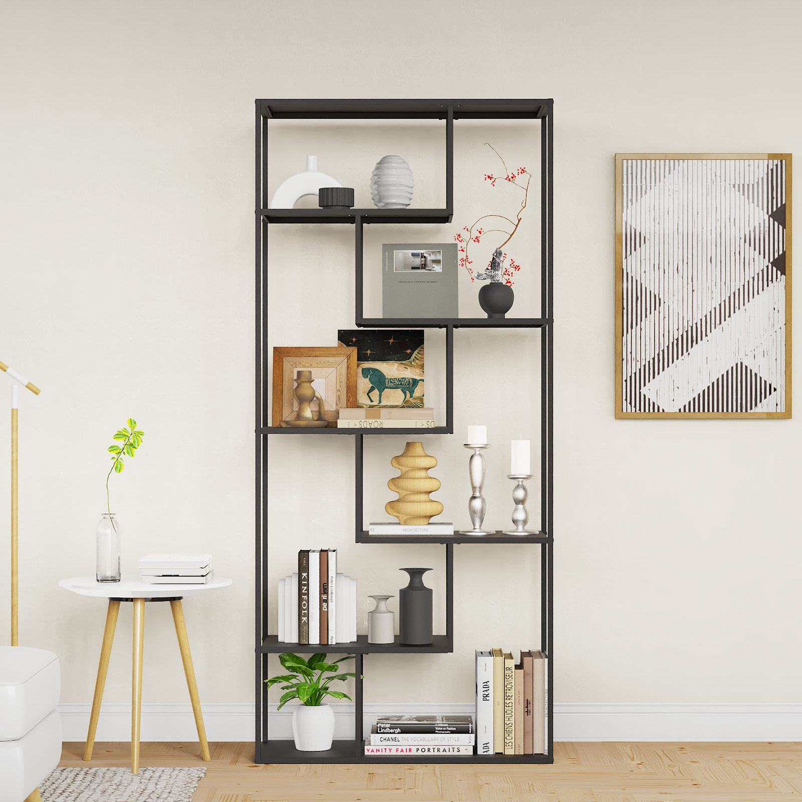 Ebern Designs 6-tier Book Shelf, Modern Multi-functional Display Shelf ...