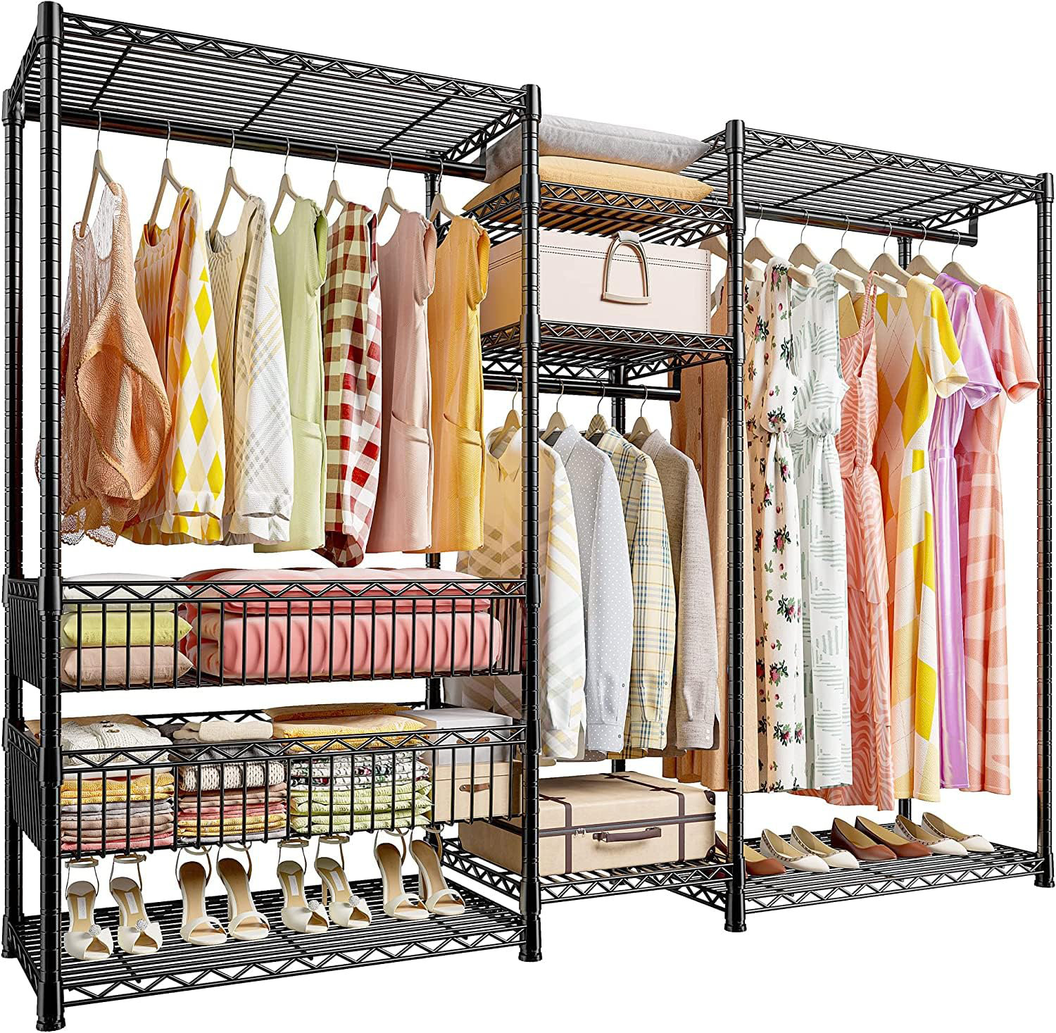 Rebrilliant Madoc 900 lbs Heavy Duty Garment Rack Portable Clothing ...
