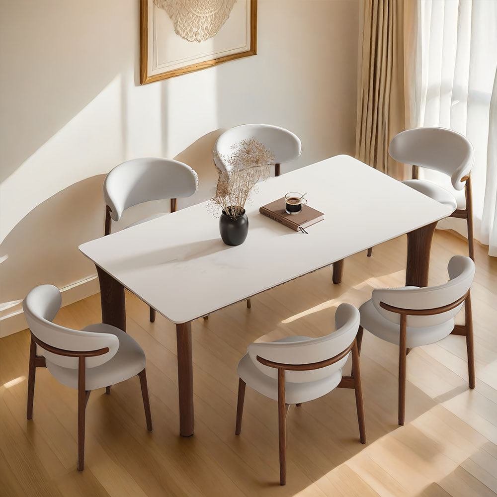 HomeLuxea White Ash Slate Table Chairs Combo Modern Design | Wayfair