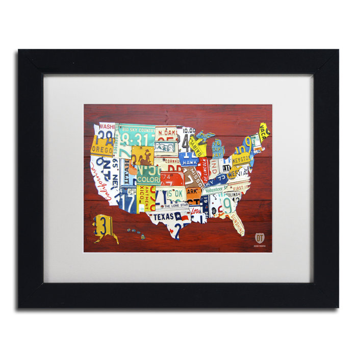 Latitude Run® License Plate Map USA Framed On Canvas by Design Turnpike ...