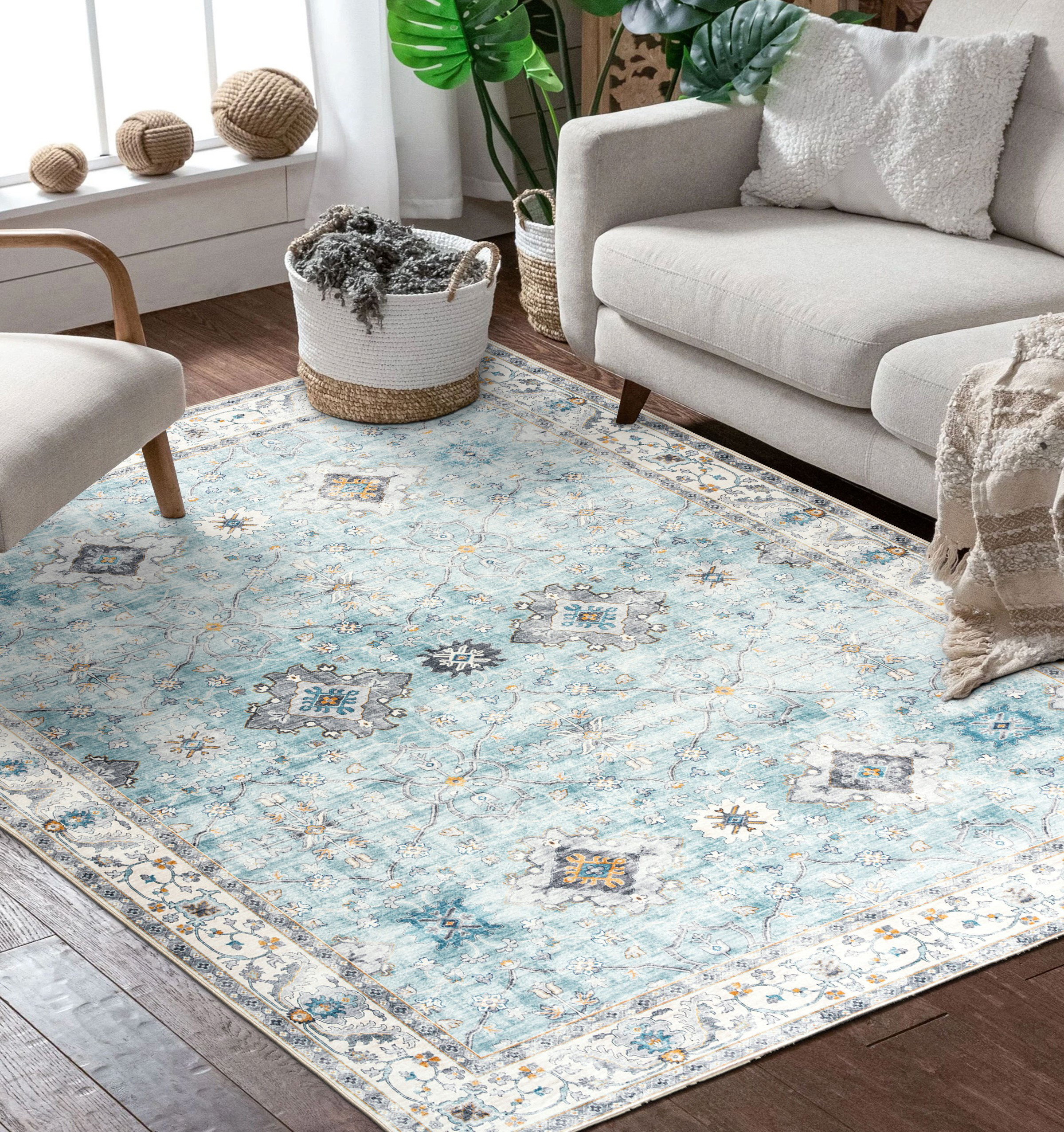 Bungalow Rose Sambula Machine Washable Area Rug Living Room Bedroom ...