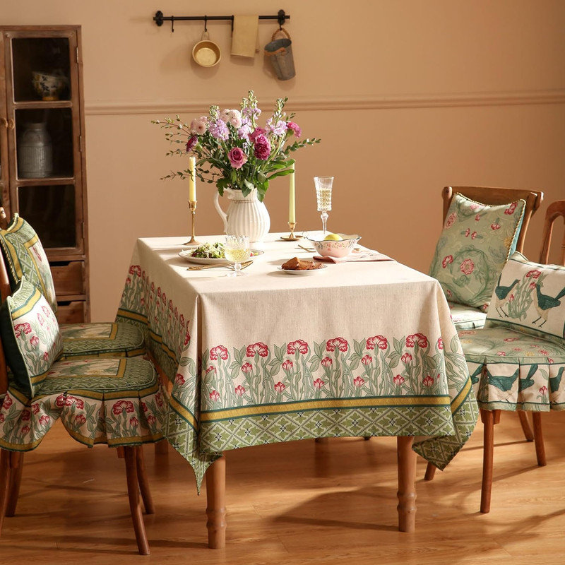 Rosalind Wheeler Vintage Linen with Leaves and Flowers Pattern ...