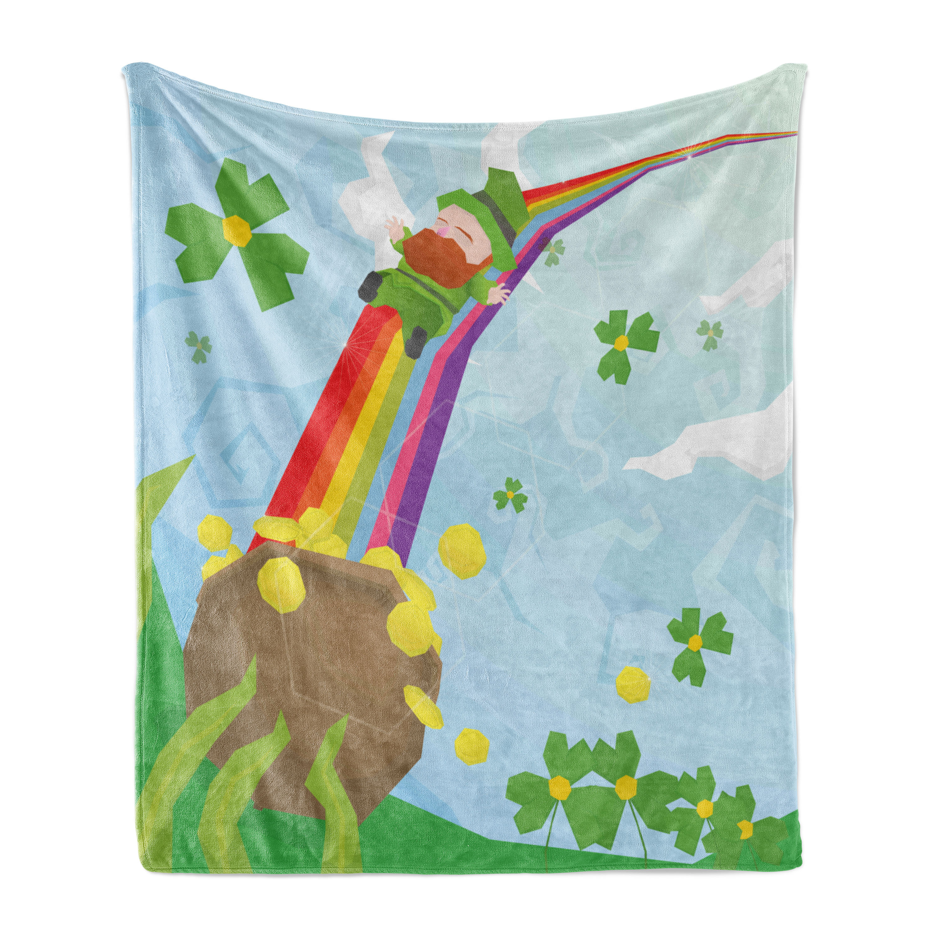 Ambesonne Cartoon Fleece Throw Blanket Shamrock Multicolor | Wayfair