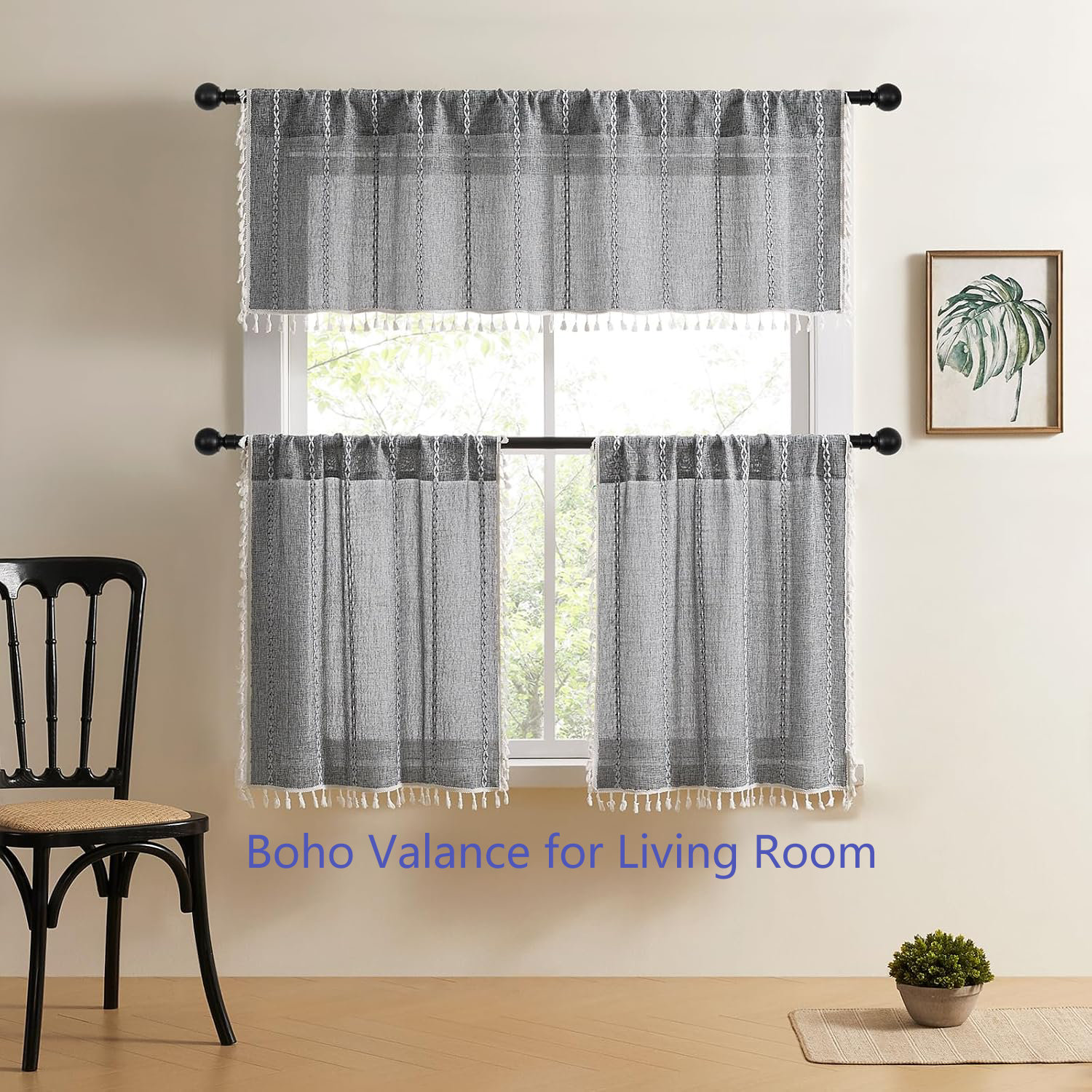 Tobran Kitchen Valances for Windows, Boho Farmhouse Valance Curtains ...