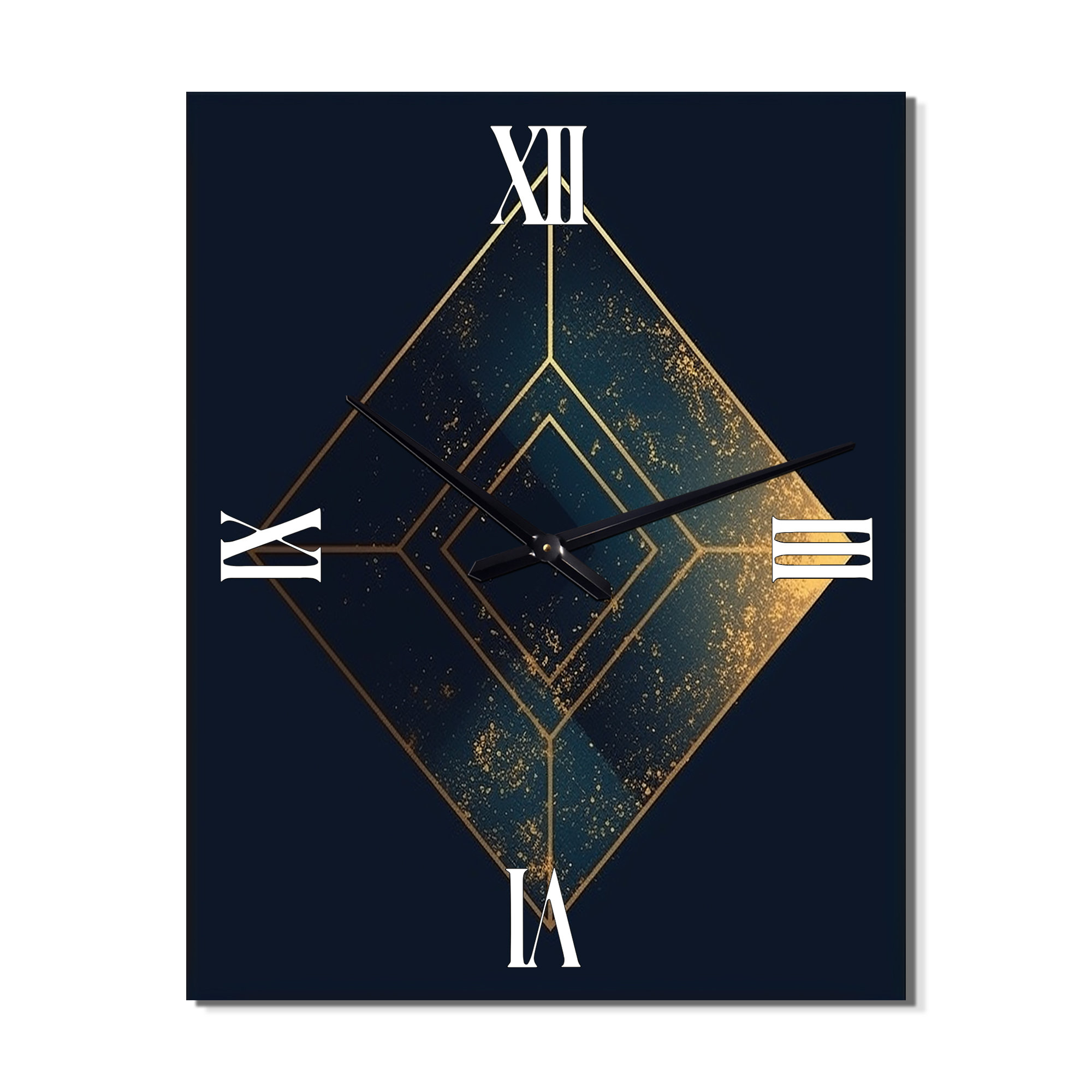 Design Art Rhombus In Deep Blue And Gold Abstract V - Abstract Metal ...