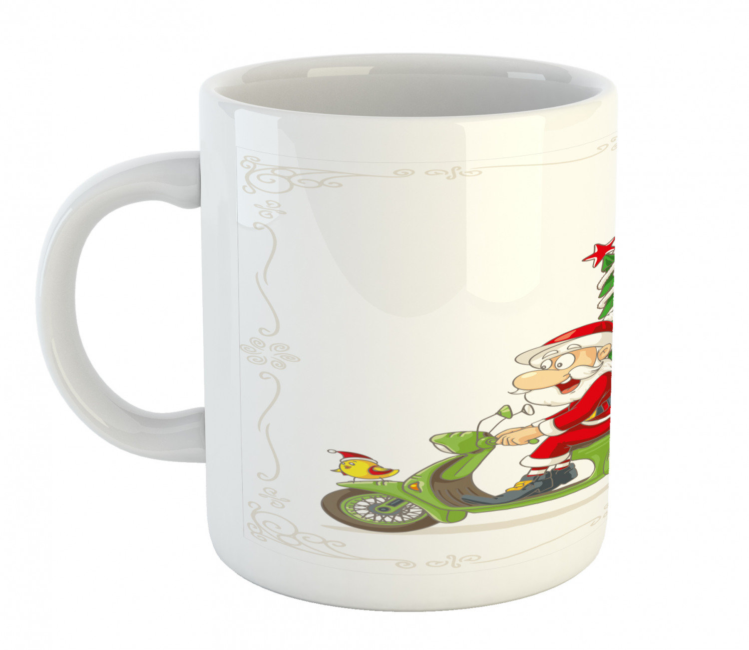 East Urban Home Santa on Motorbike Scooter Coffee Mug | Wayfair