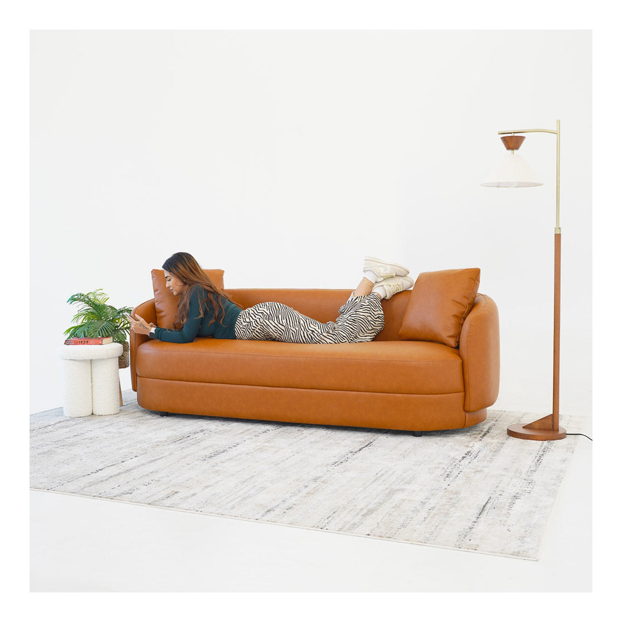 Latitude Run® Dylan Modern Cognac Leather Sofa | Wayfair