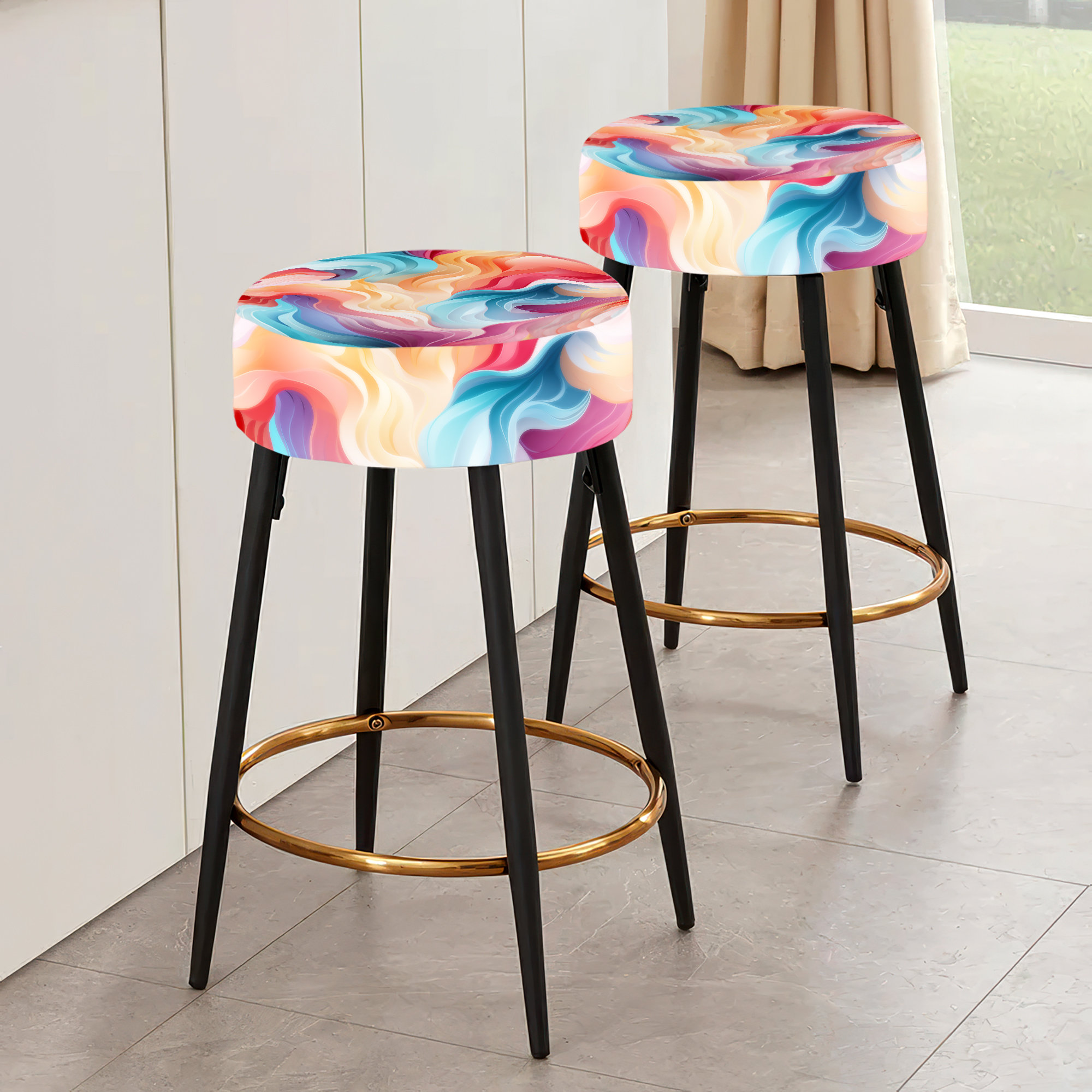 Mercer41 Tornblom - Abstract Bar Stools Set Of 2 | Wayfair
