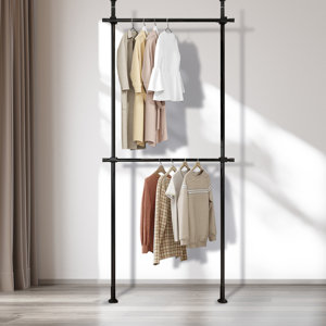 Rebrilliant Amlcar 2-Tier Metal Adjustable Clothes Rack & Reviews | Wayfair
