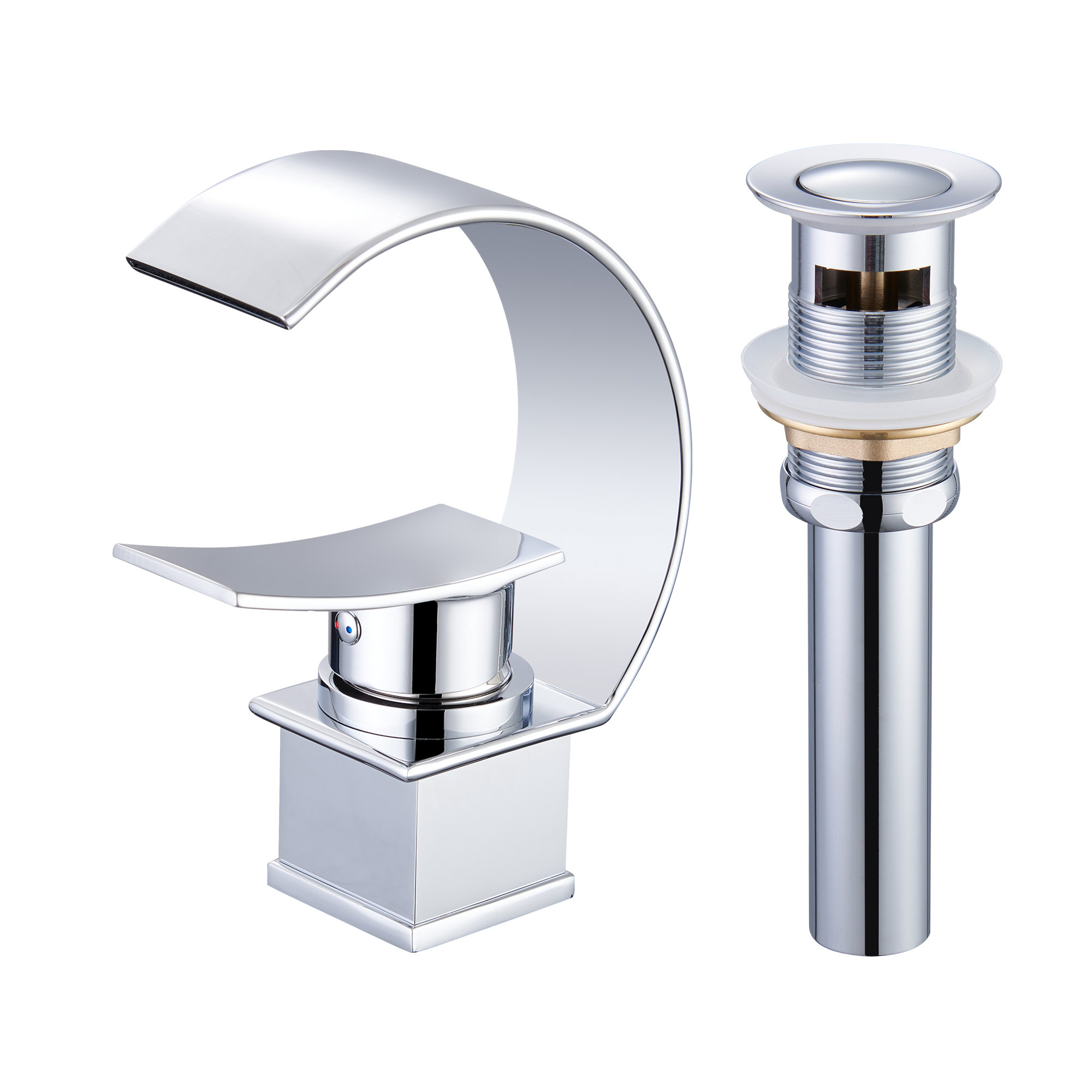 mondawe Herathena High-Arc Sigle Handle Waterfall Spout Bathroom Sink ...