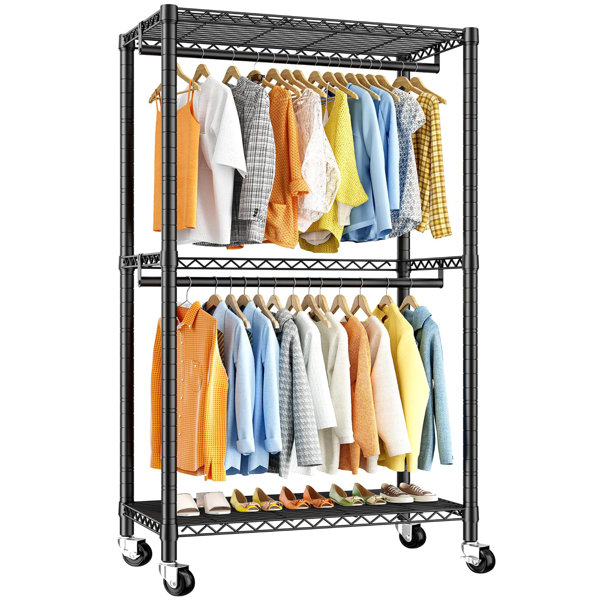 Rebrilliant Madara 79" H Rolling Clothing Rack with Wheels Heavy Duty ...