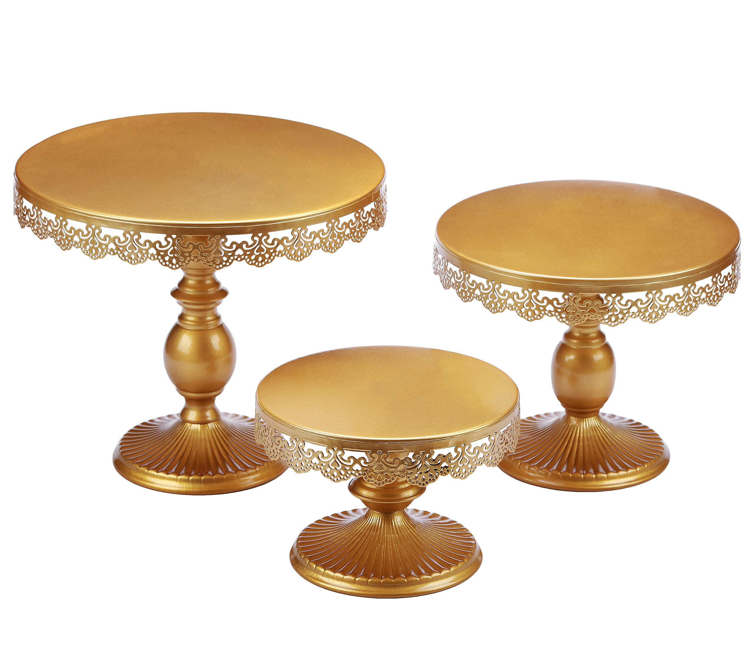 Rosdorf Park Gold Cake Stand Set Of 3, Diameter 8",10",12" Metal Round ...