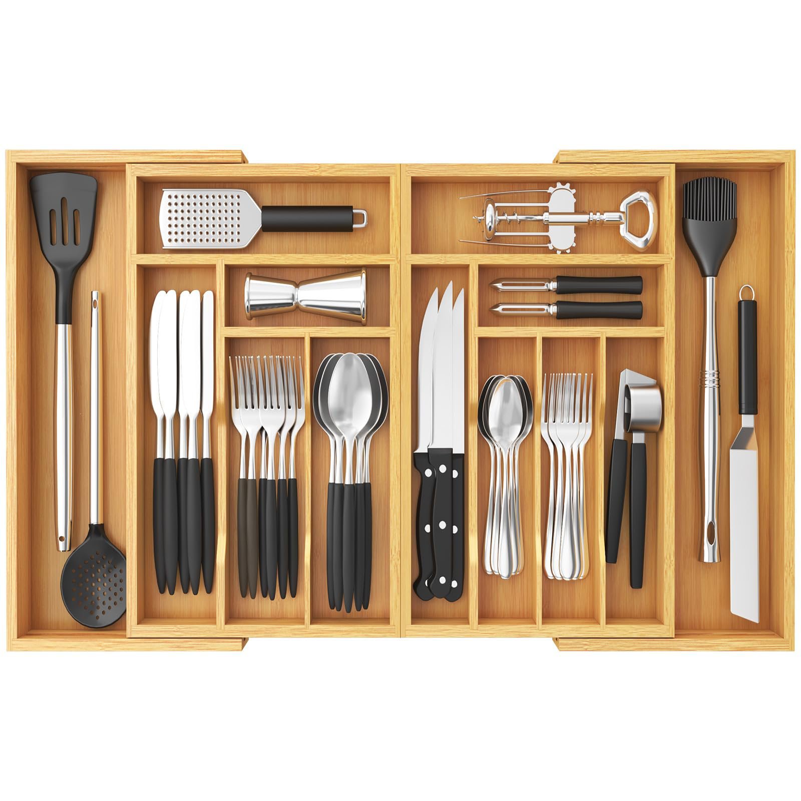 One Allium Way® Large Silverware Drawer Organizer, Expandable 21.4 To ...