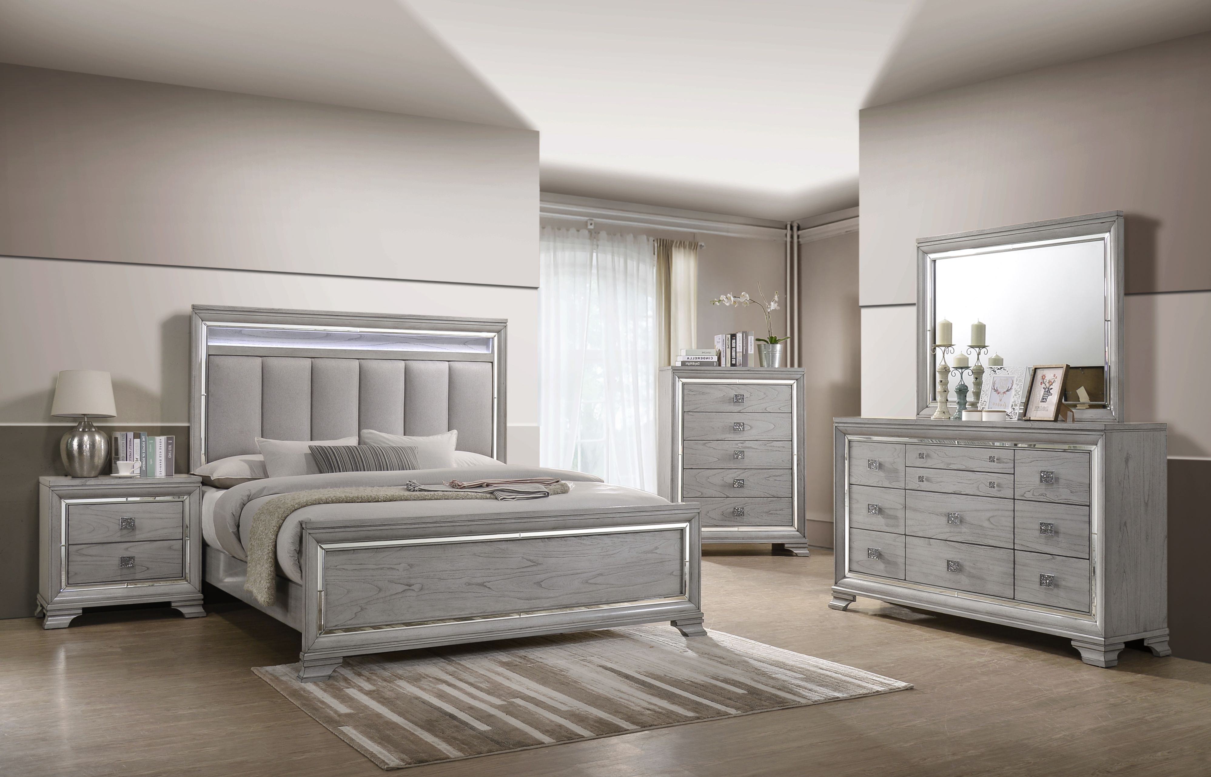 Darby Home Co Alyncia Elsa LED Upholstered Panel Bedroom Set | Wayfair