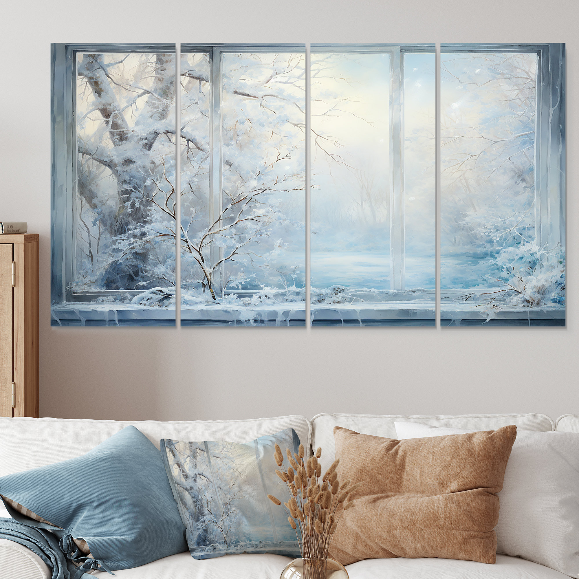 Millwood Pines Winter River Window View IV - Winter Landscape 4 Piece ...